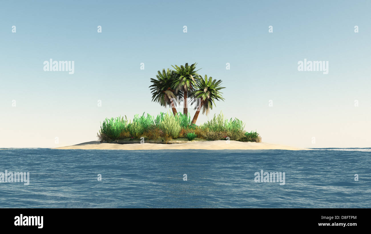 Island with palm trees Stock Photo - Alamy