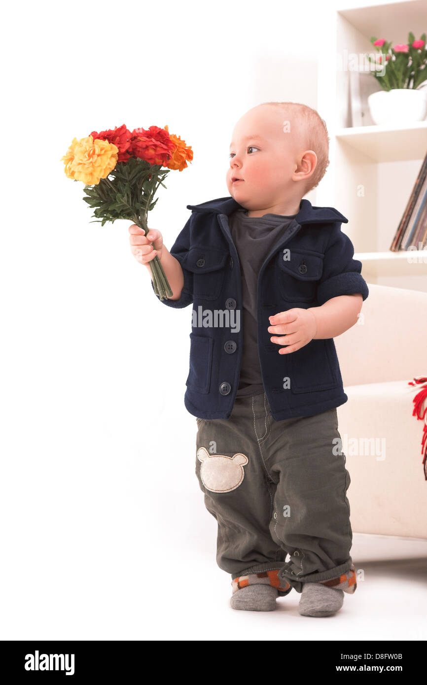 boy with flowers Stock Photo - Alamy
