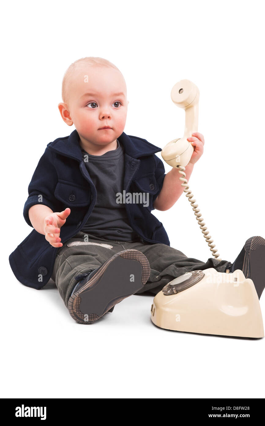 boy with old phone Stock Photo - Alamy
