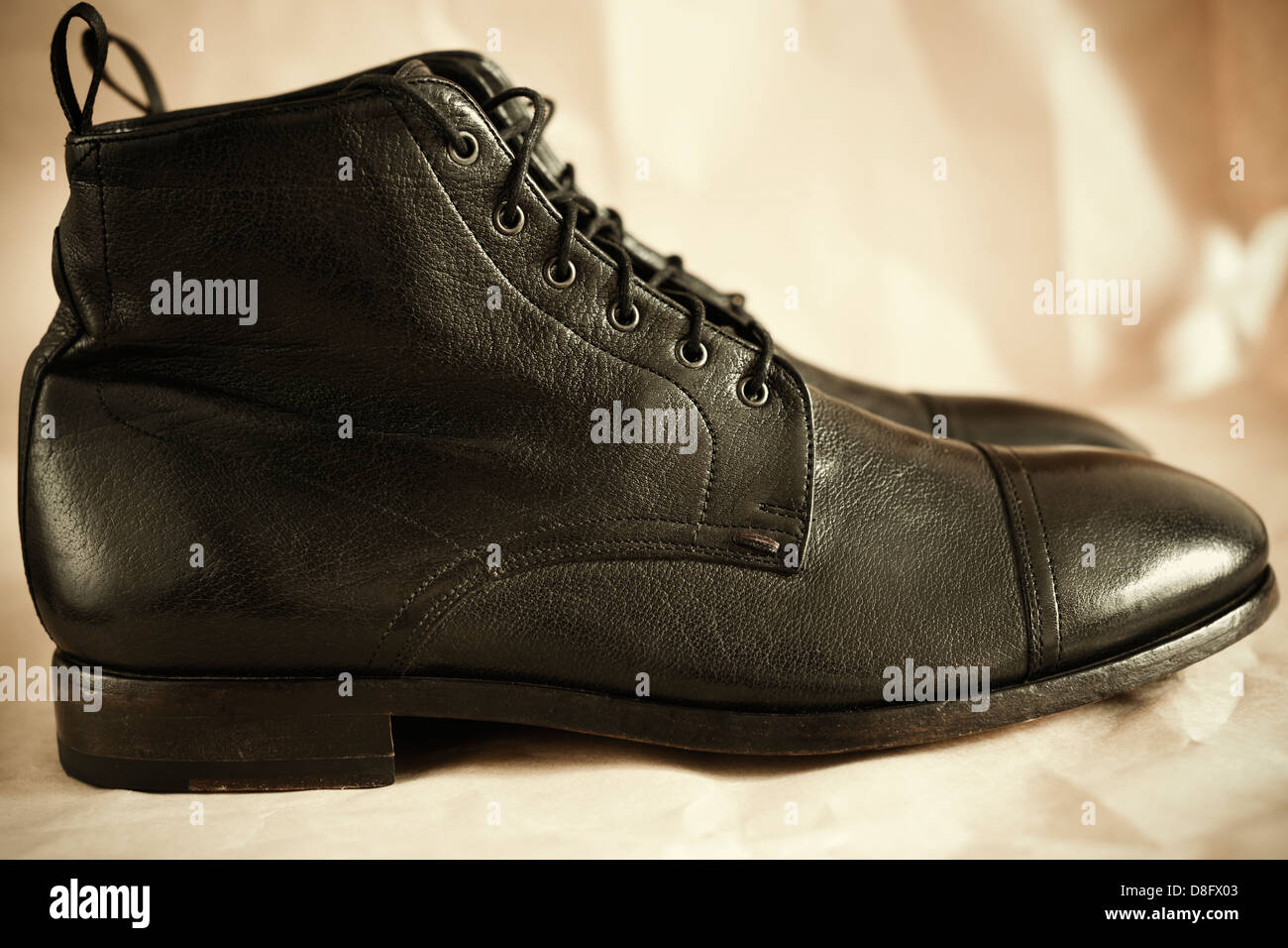premium leather shoes, selective focus on nearest part Stock Photo - Alamy