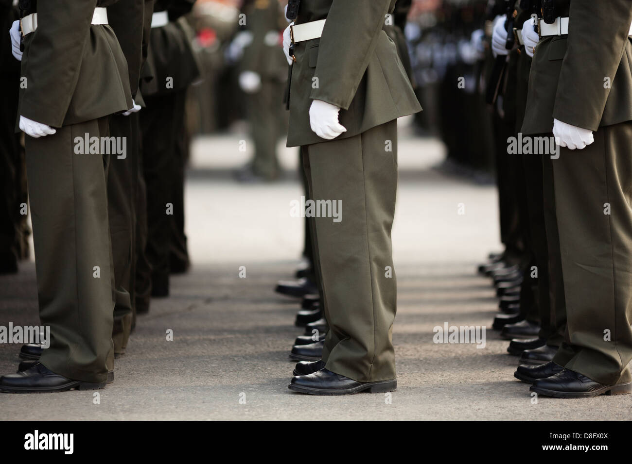 Soldiers line up on the parade , selective focus Stock Photo - Alamy