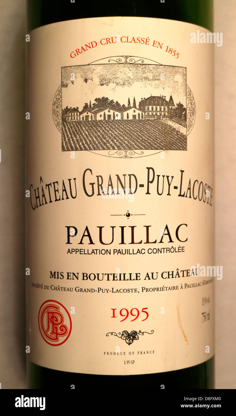 Chateau grand Puy Lacoste Pauillac 1995 Bordeaux Claret French Wine ...