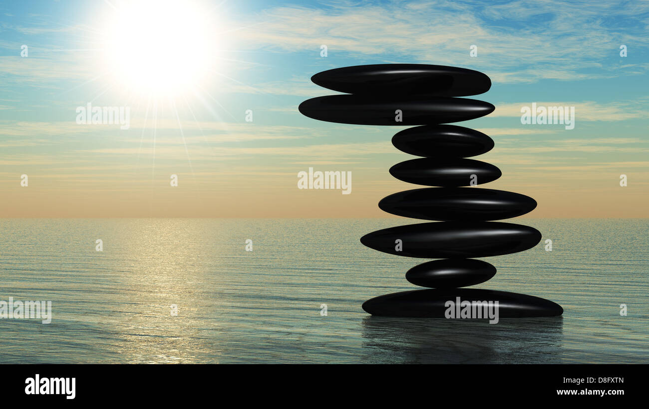 Zen stone on water Stock Photo - Alamy