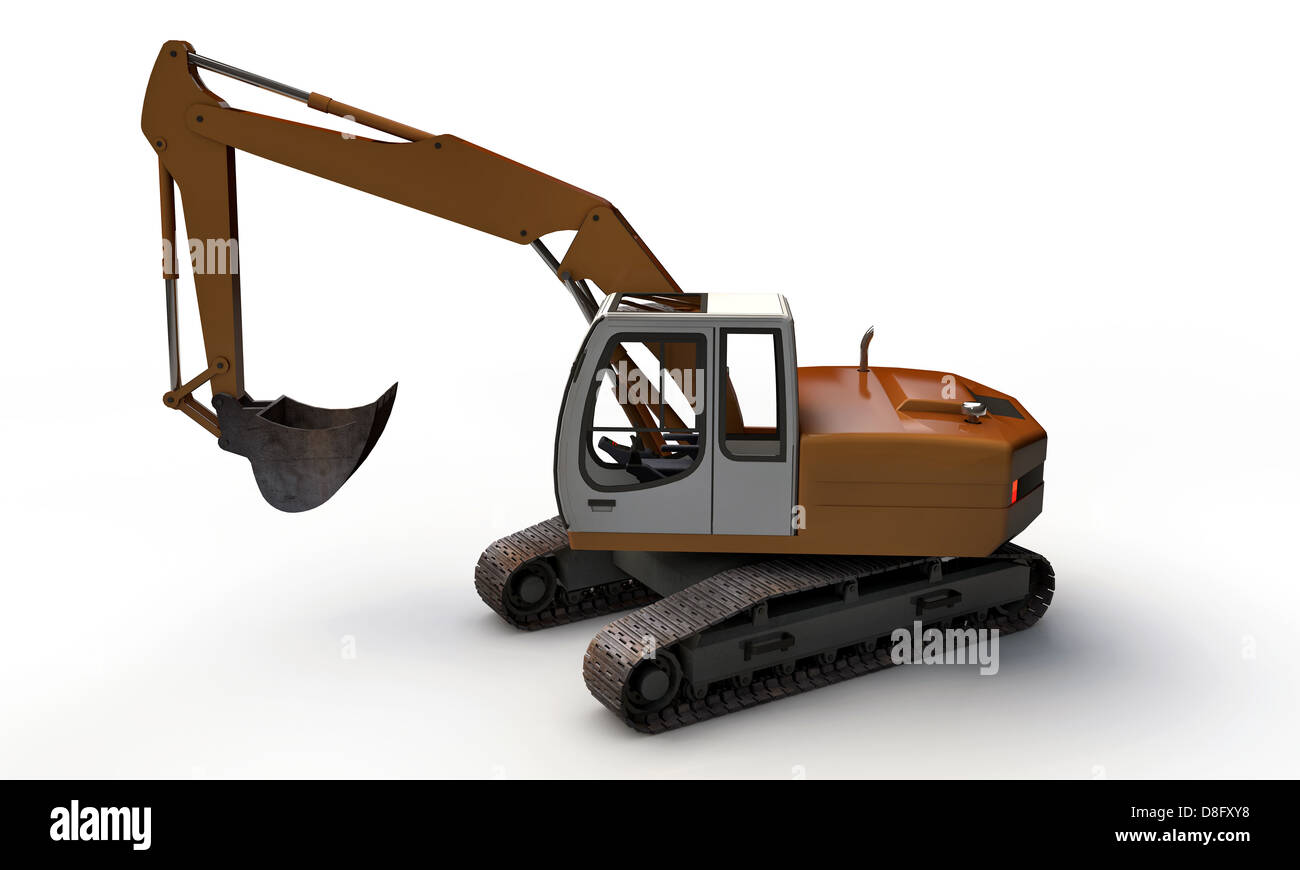 excavator isolated on white background Stock Photo - Alamy