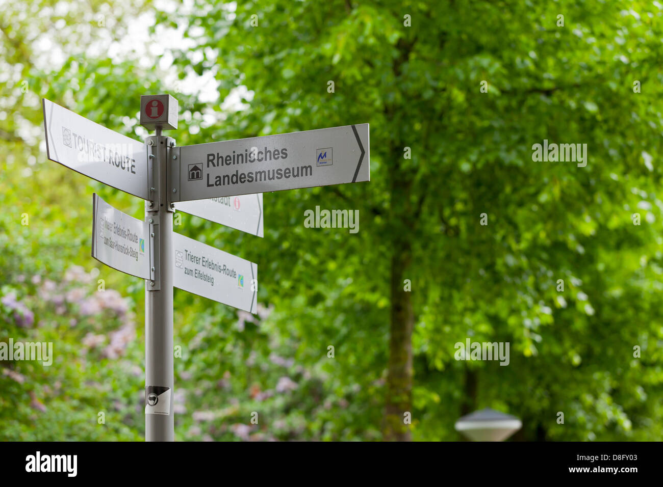 Trier/ Treves: Tourist attractions direction signs at the palace garden ...