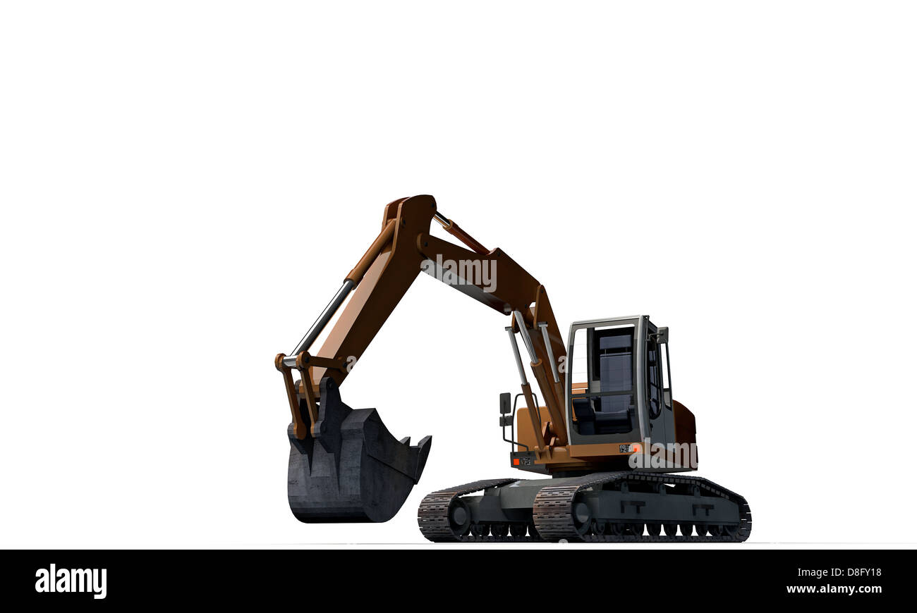 excavator isolated on white background Stock Photo - Alamy