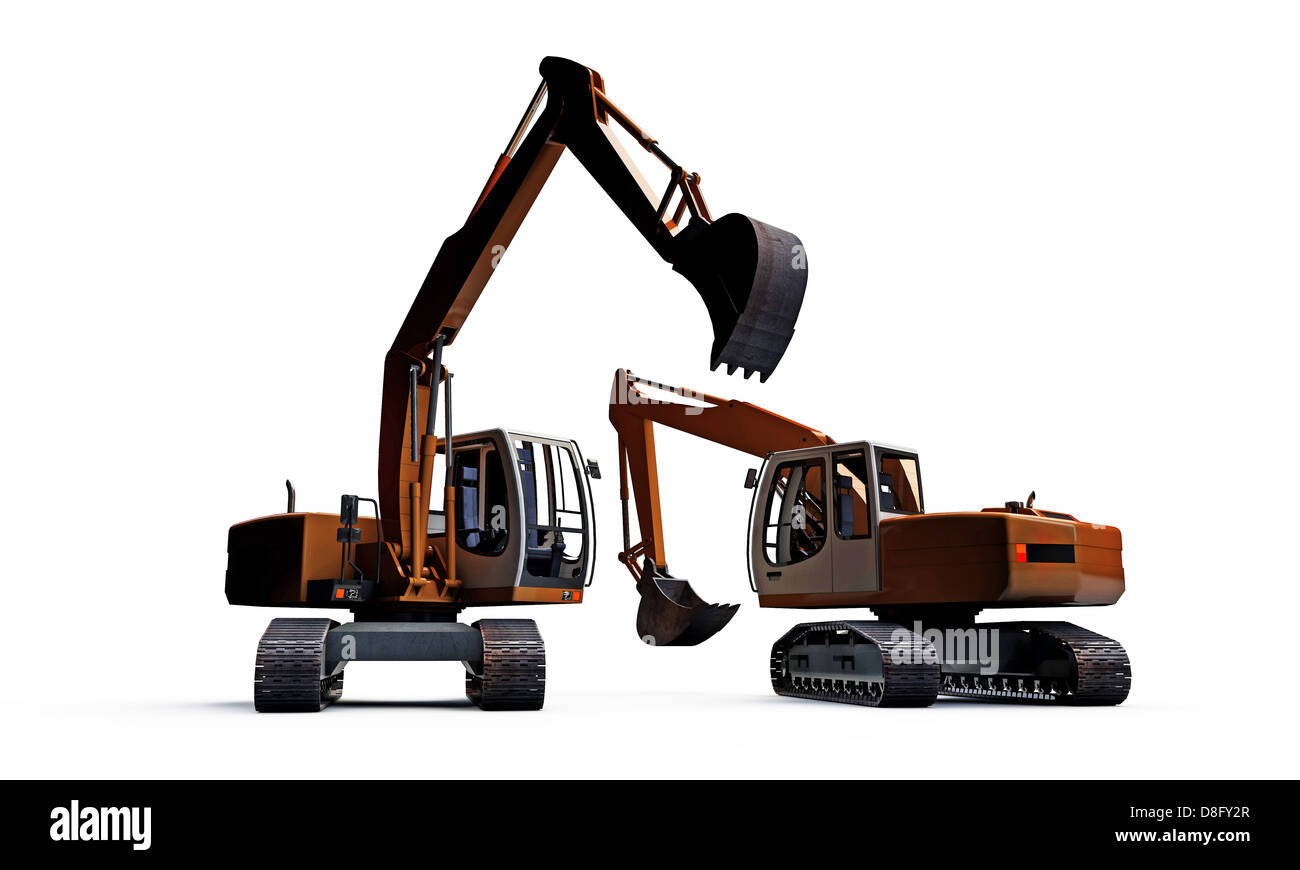 Excavator works on site Cut Out Stock Images & Pictures - Alamy