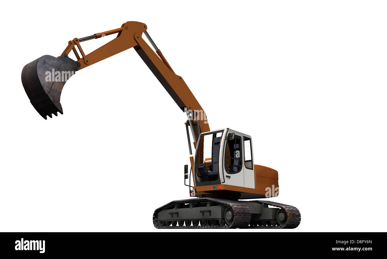 excavator isolated on white background Stock Photo - Alamy