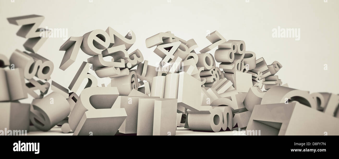 letters and numbers falling isolated on white background Stock Photo ...