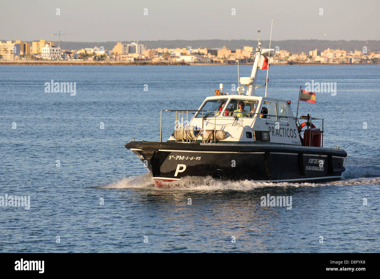 Practicos = Palma Port Pilot launch at late afternoon evening returning ...