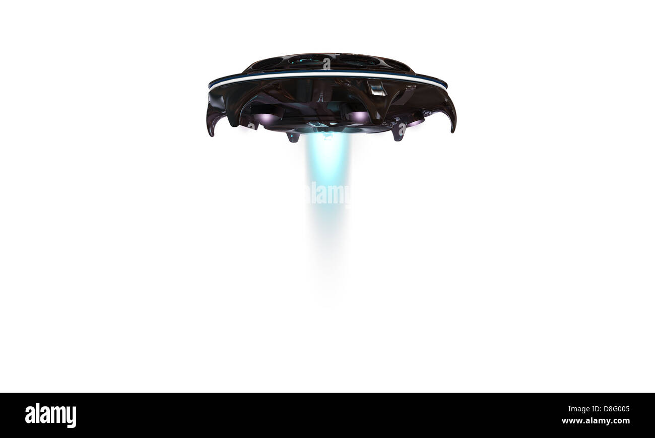 unidentified spaceship isolated on white background Stock Photo - Alamy