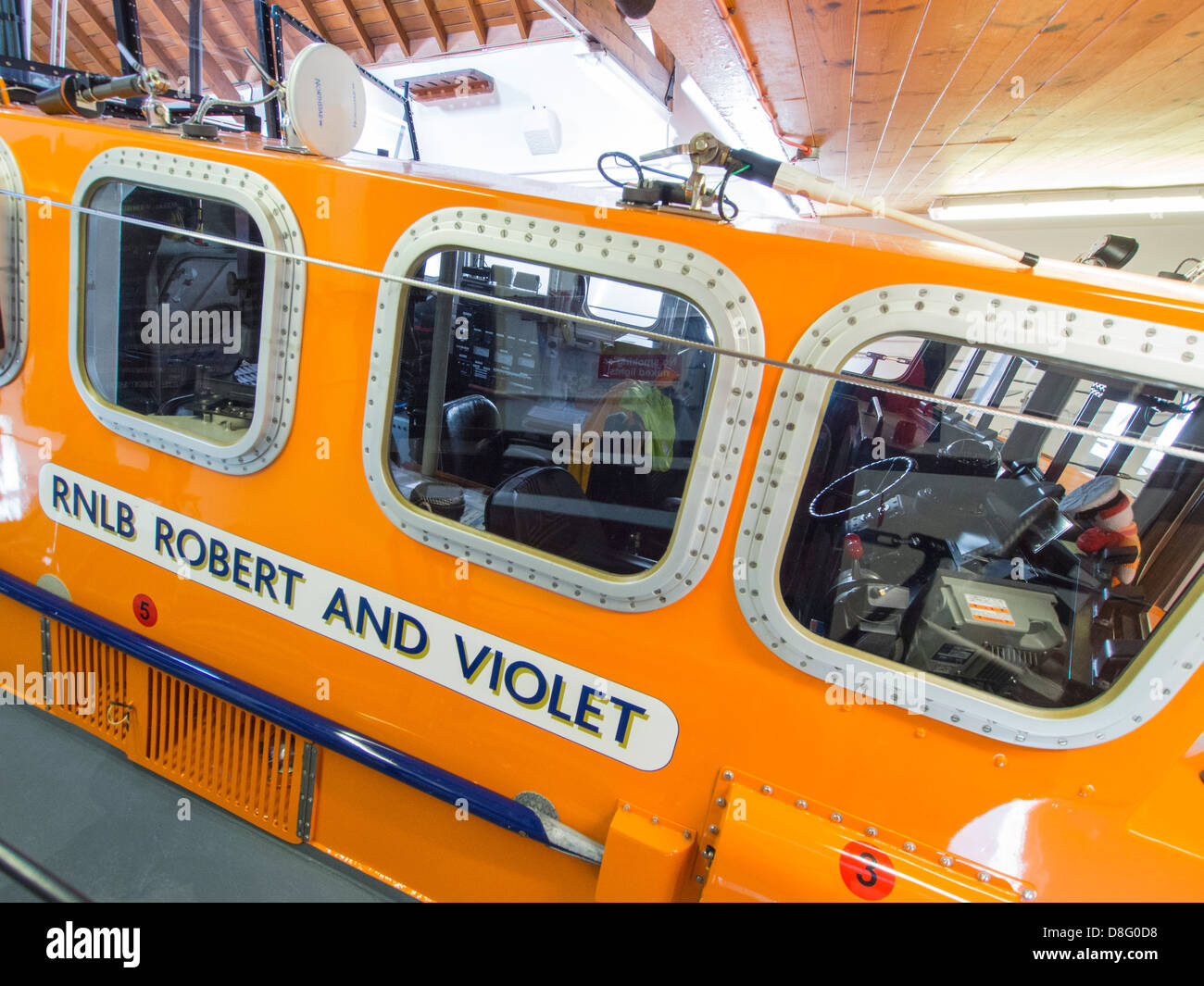 The life boat at Moelfre RNLI station on Anglesey's east coast, Wales ...