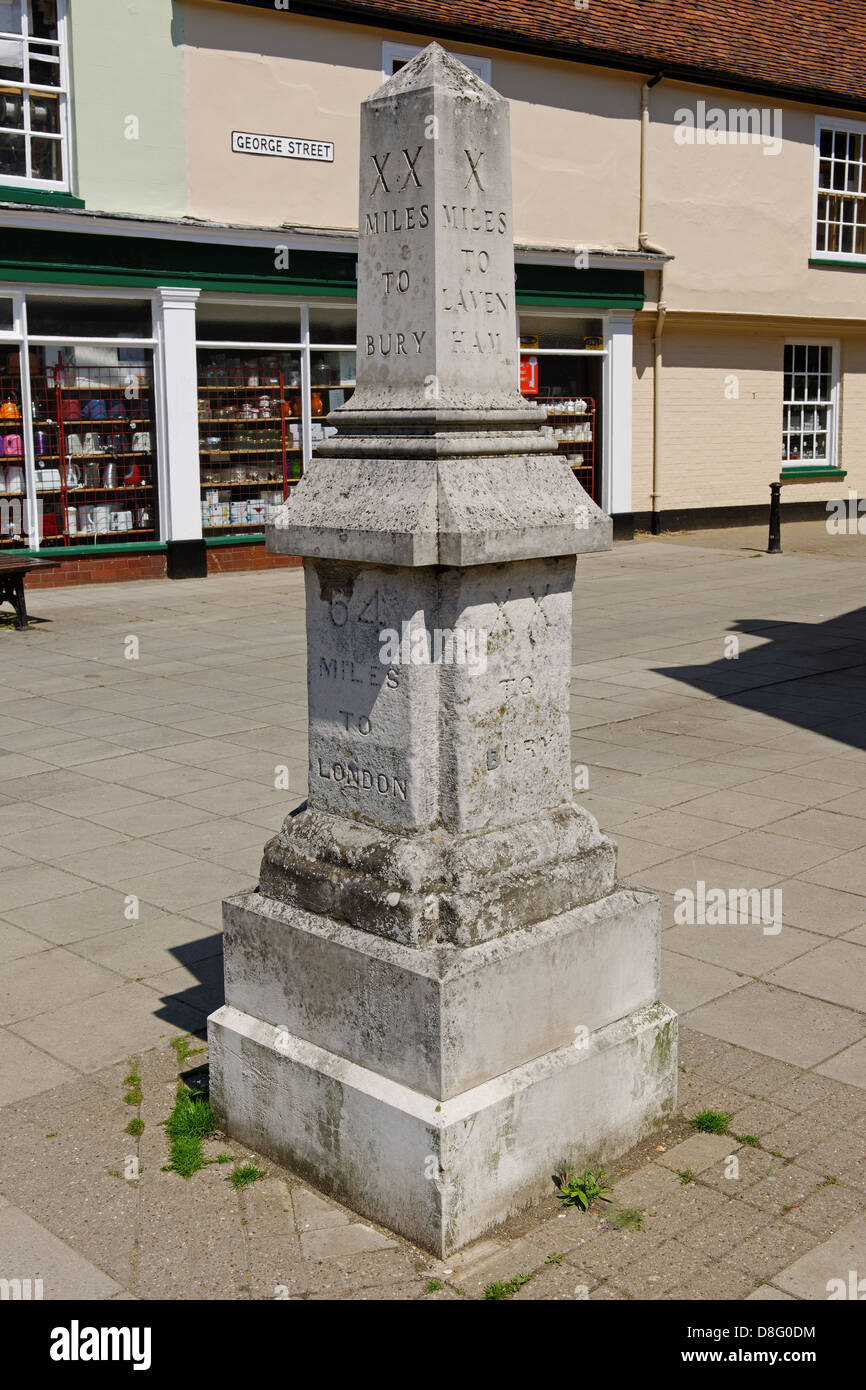 An ancient milestone in a UK market town - Hadleigh,Suffolk Stock Photo ...