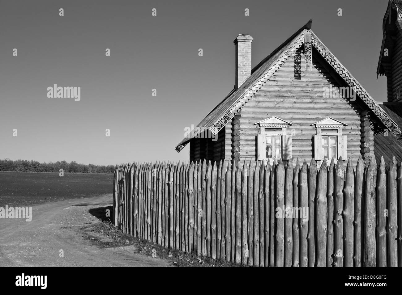 Tree in rural house Black and White Stock Photos & Images - Alamy