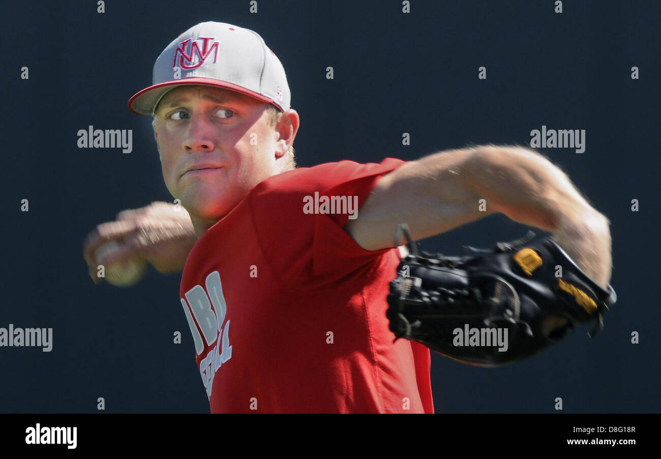 May 28, 2013 - Albuquerque, NM, U.S. - UNM pitcher Sam Wolff looks the ...