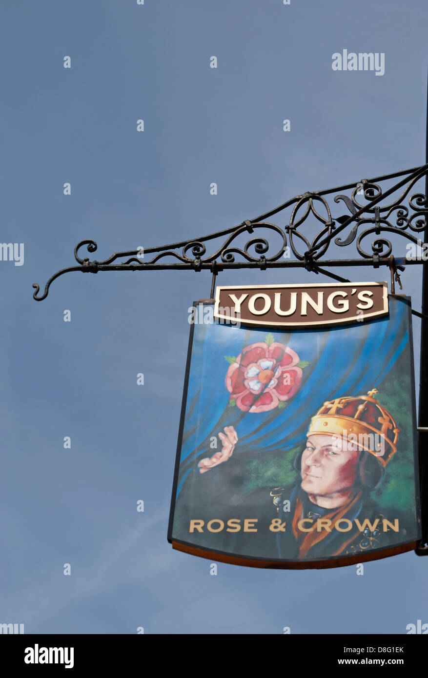 british pub sign for the rose and crown, wimbledon village, southwest ...