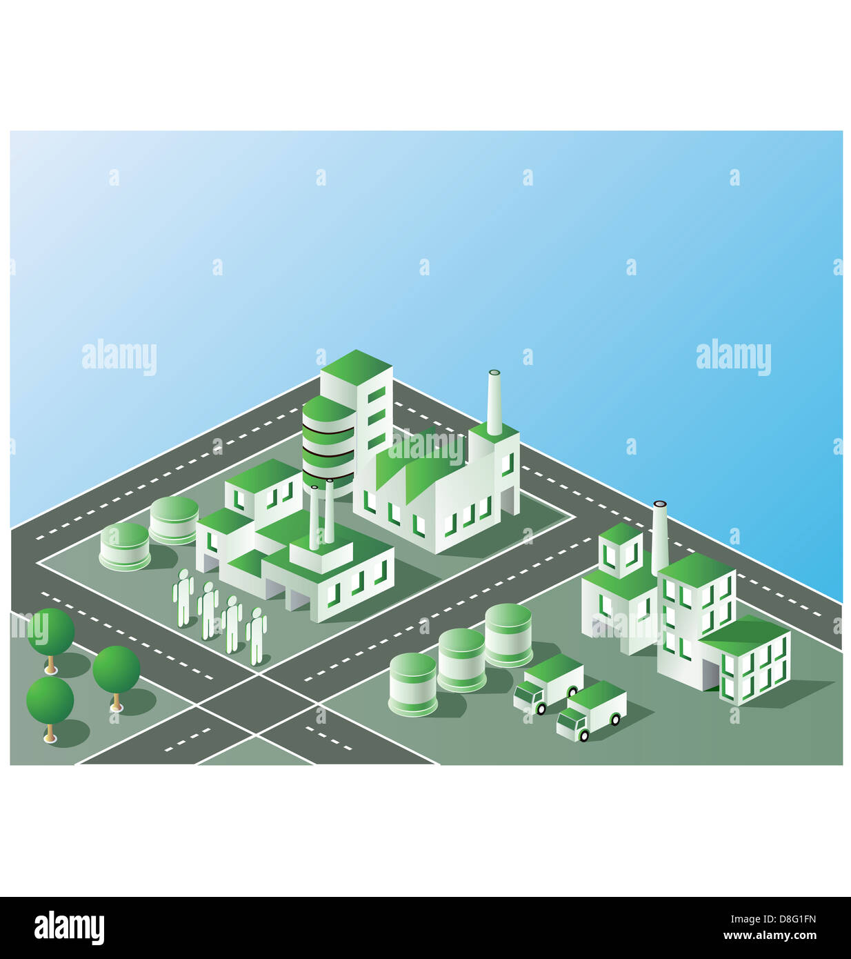 Industrial plant in isometric view with the landscape Stock Photo - Alamy