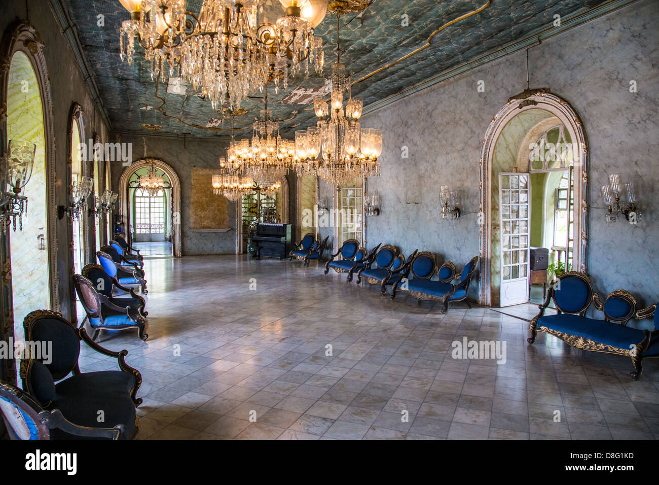 Ballroom of the Braganza House, historic mansion, Chandor, Goa, India ...