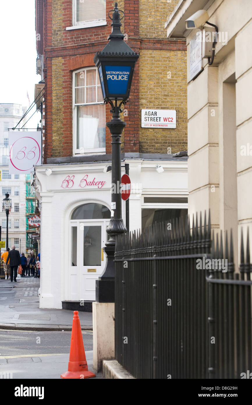 Police station light on Agar Street London England Stock Photo - Alamy