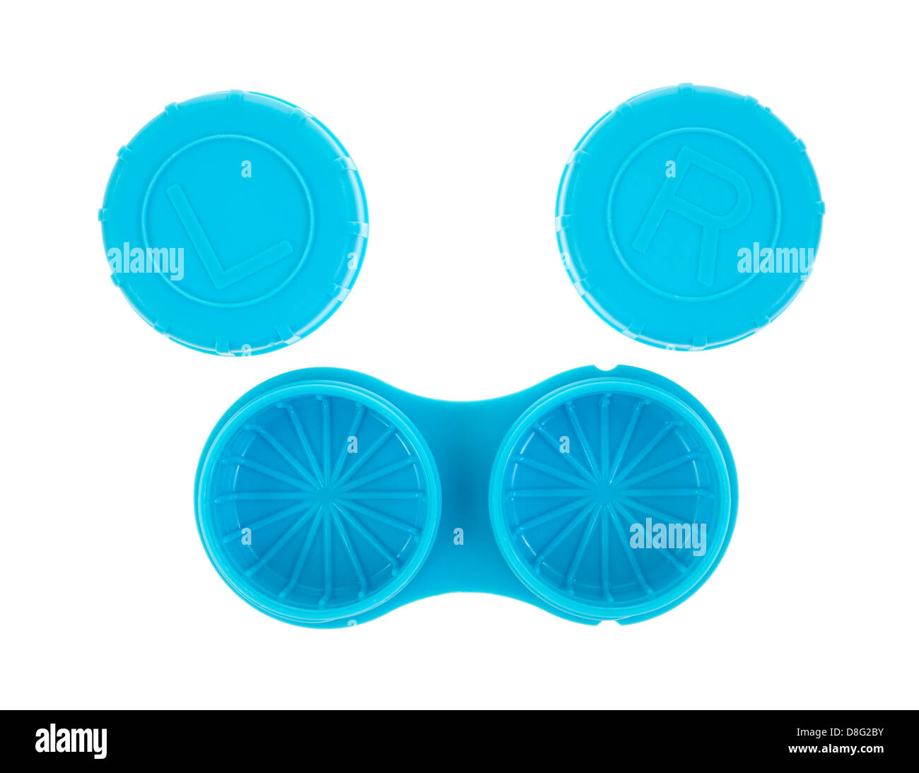 A personal contact lens case that is opened with covers separate on a ...