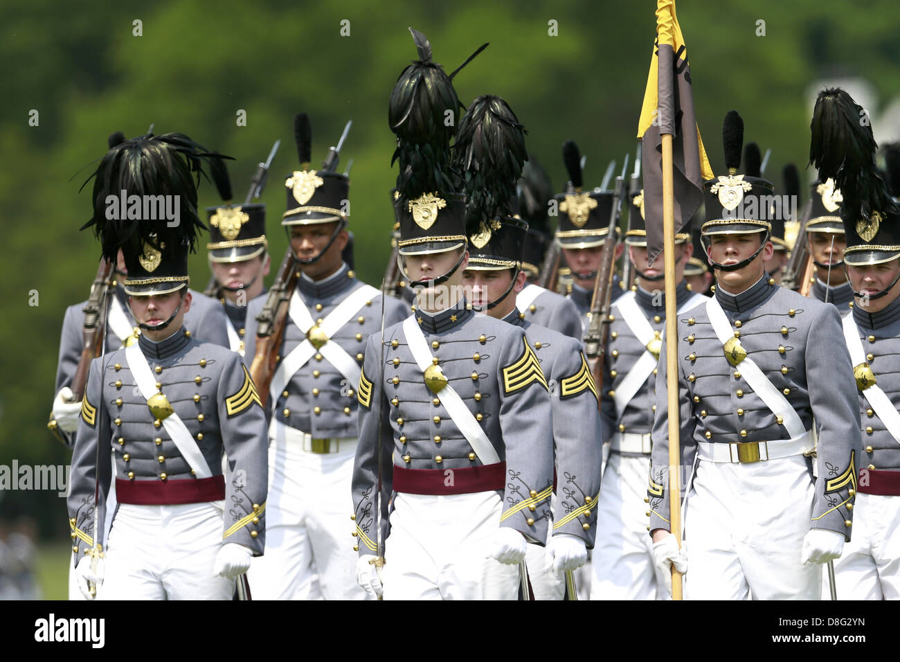 US Army Corps of Cadets march on the Plain during the annual Alumni ...