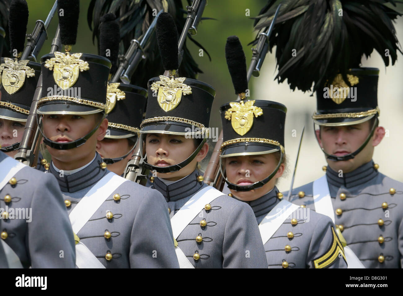 US Army Corps of Cadets march on the Plain during the annual Alumni ...