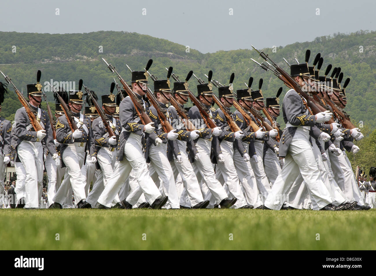 US Army Corps of Cadets march on the Plain during the annual Alumni ...