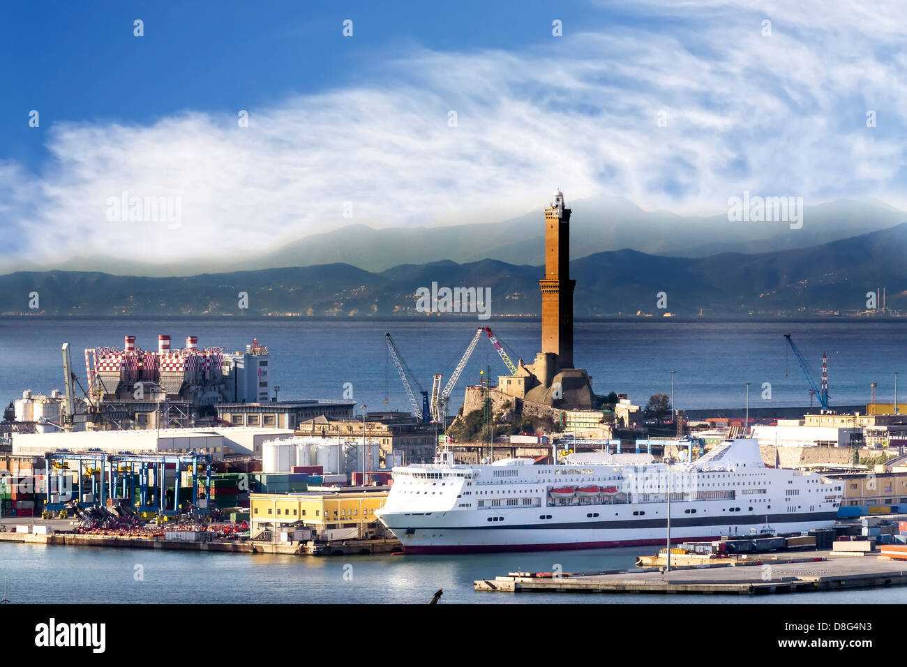 ancient port of Genova at night Stock Photo - Alamy