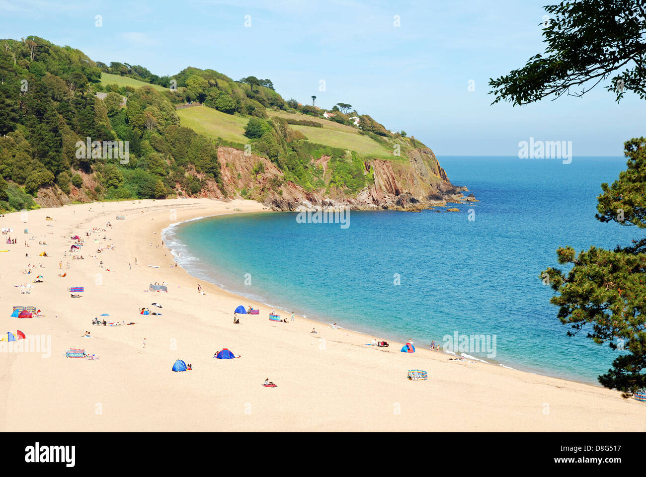 A Sunny Day At Blackpool Sands Near Dartmouth In Devon UK Stock Photo A Sunny Day At Blackpool Sands Near Dartmouth In Devon UK Stock Photo