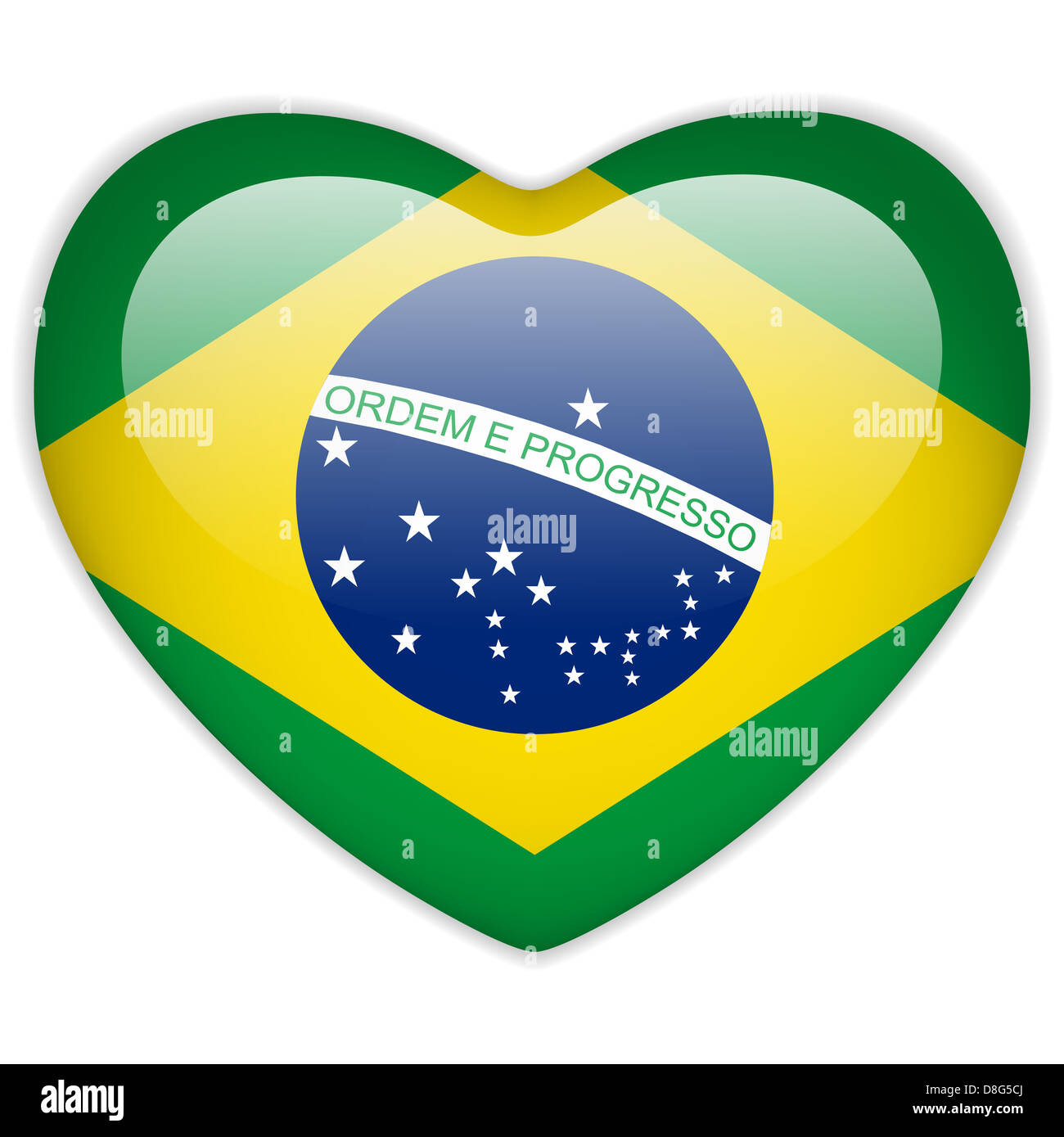 Vector - Brazil Flag Heart Glossy Button Stock Photo - Alamy