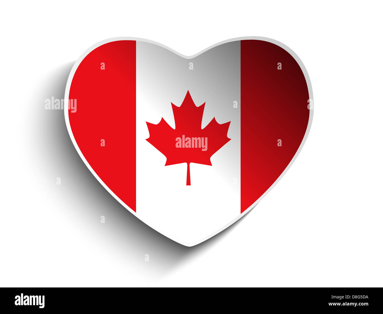 Vector - Canada Flag Heart Paper Sticker Stock Photo - Alamy