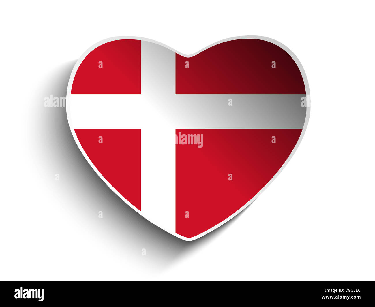 Vector - Denmark Flag Heart Paper Sticker Stock Photo - Alamy