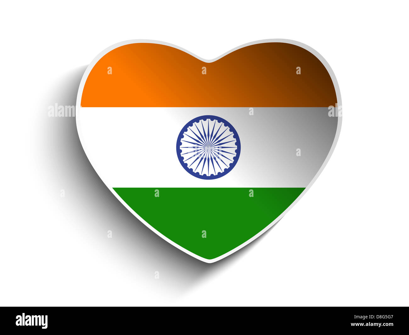 Vector - India Flag Heart Paper Sticker Stock Photo - Alamy