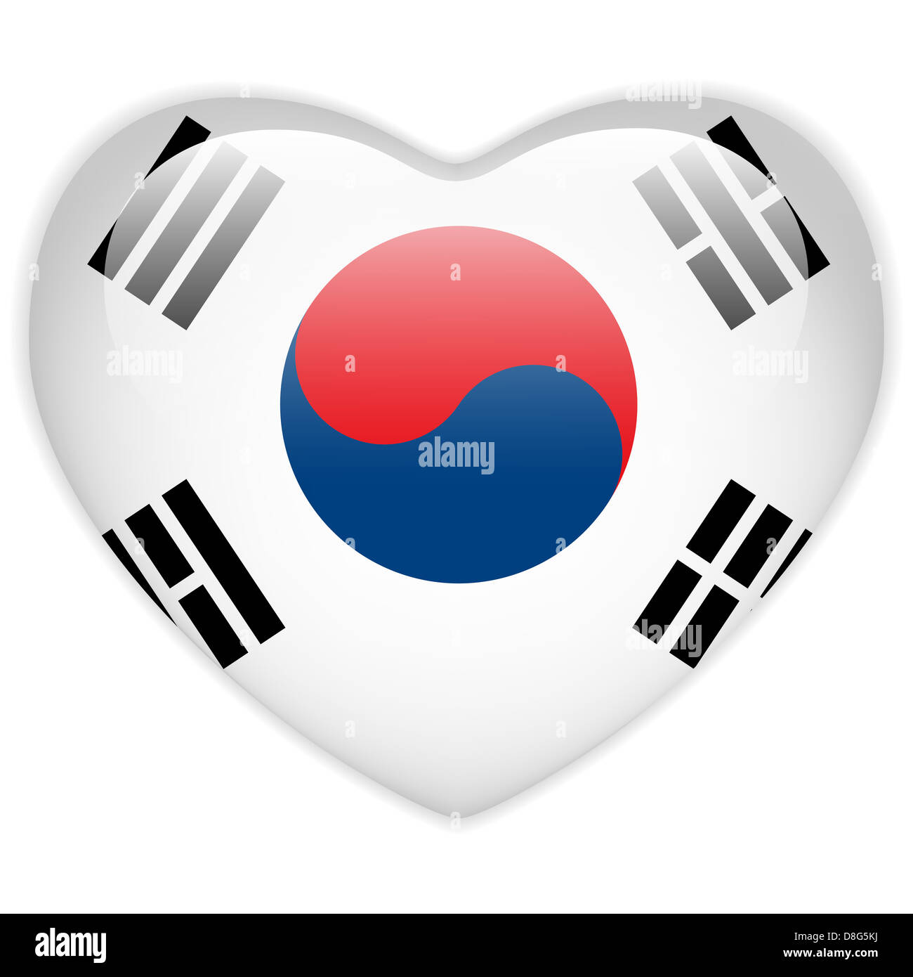 Vector - South Korea Flag Heart Glossy Button Stock Photo - Alamy