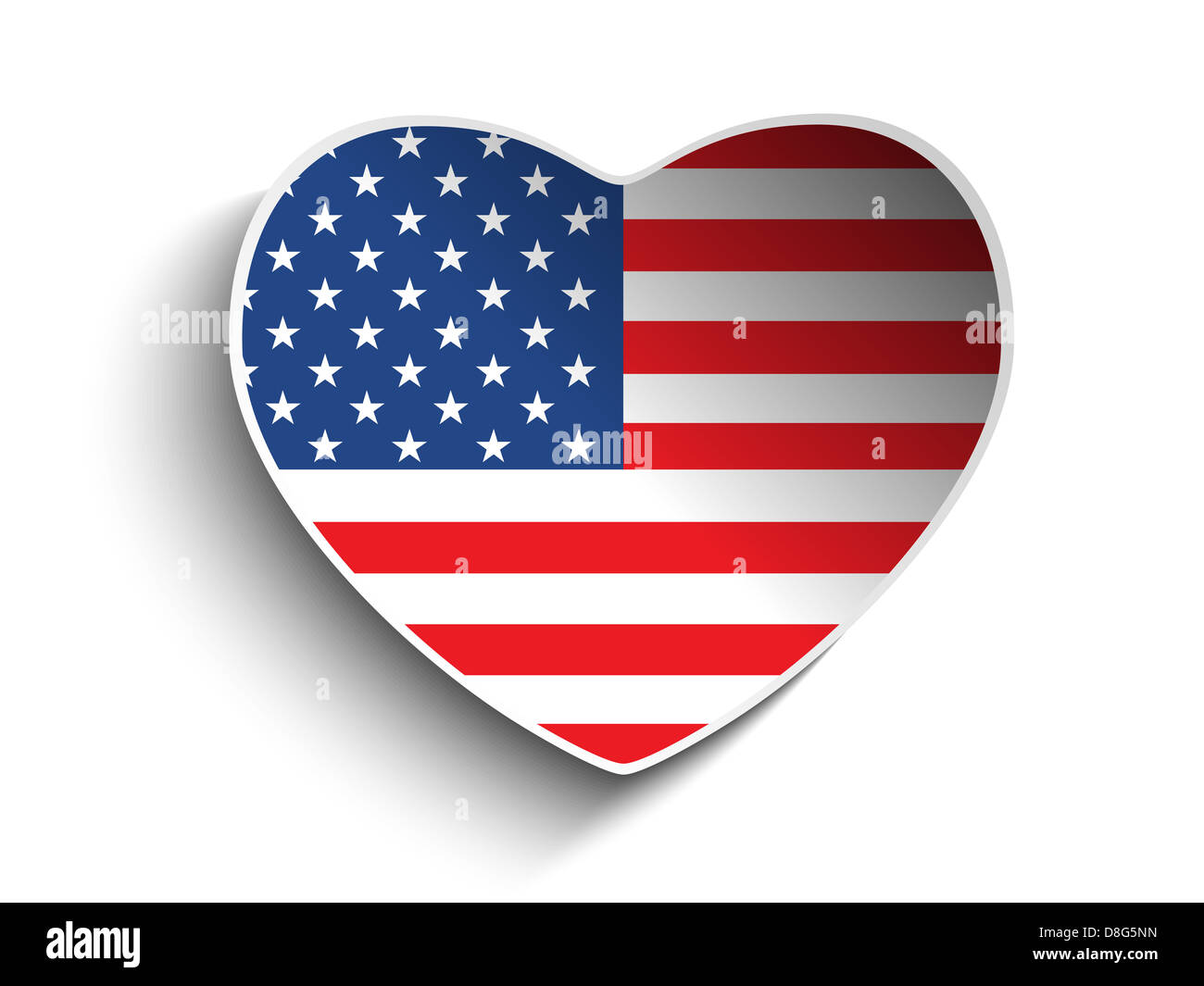 Vector - USA Flag Heart Paper Sticker Stock Photo - Alamy