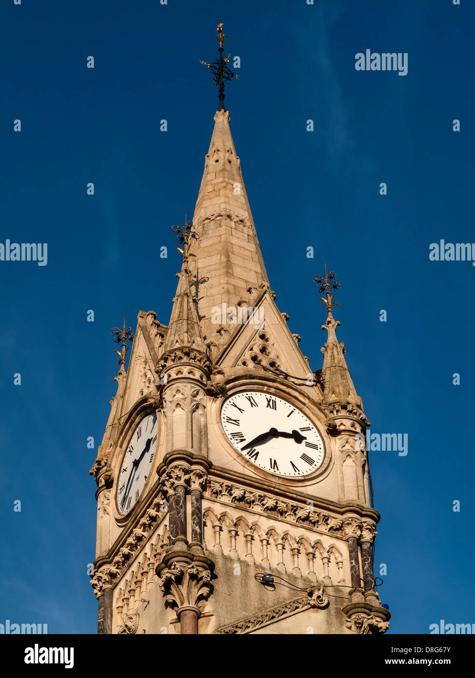 Gothic ornamental stone Haymarket memorial clock tower, Leicester City ...