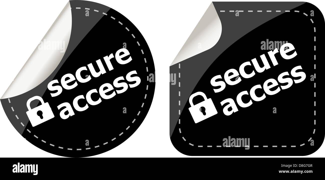 secure access with lock on black stickers set Stock Photo - Alamy