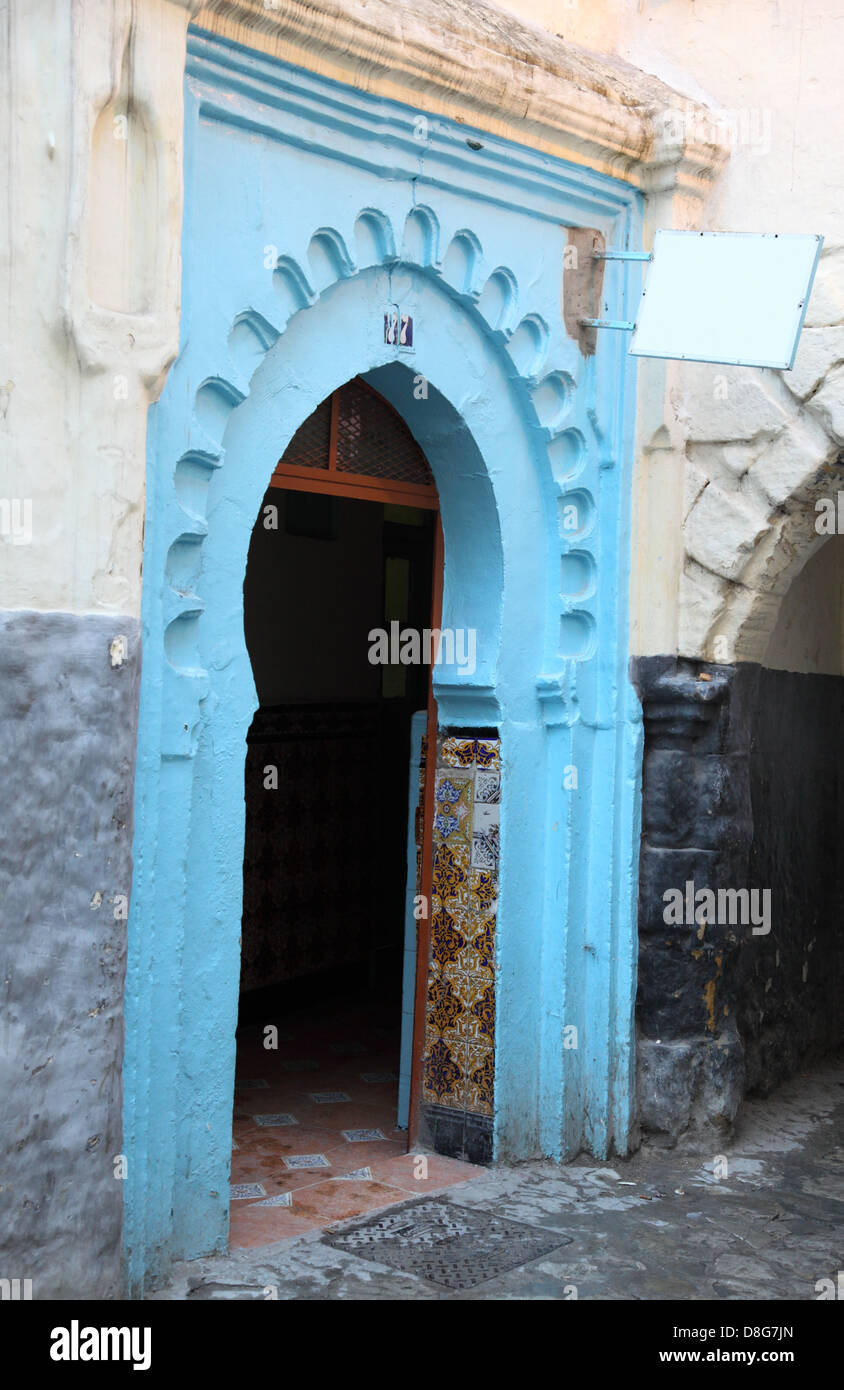 Blue gate in the medina of Tangier, Morocco Stock Photo - Alamy