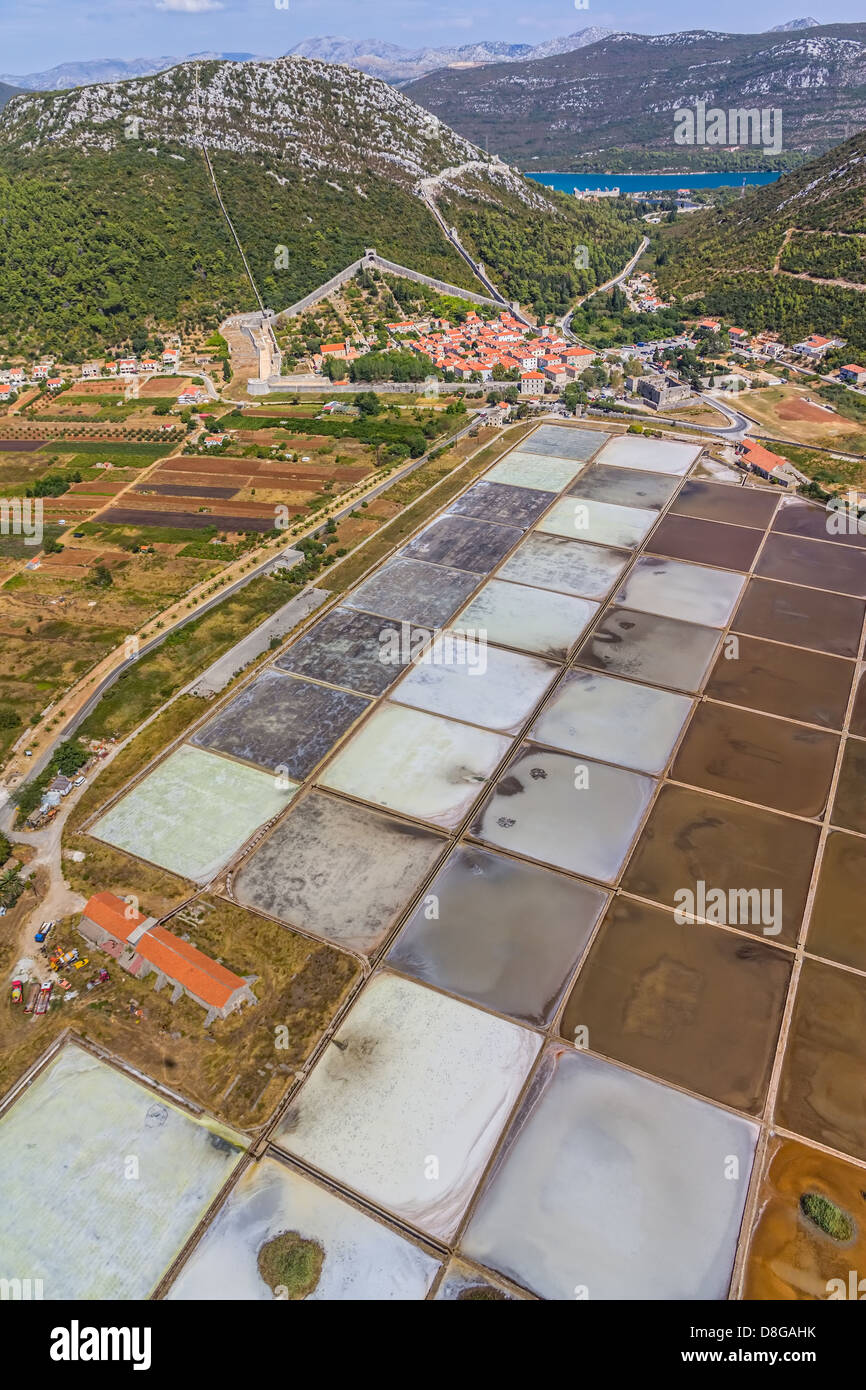 Aerial helicopter photo of medieval town Ston, famous second world ...