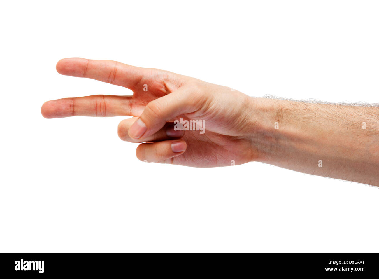Right hand Victory sign isolated over white background Stock Photo - Alamy