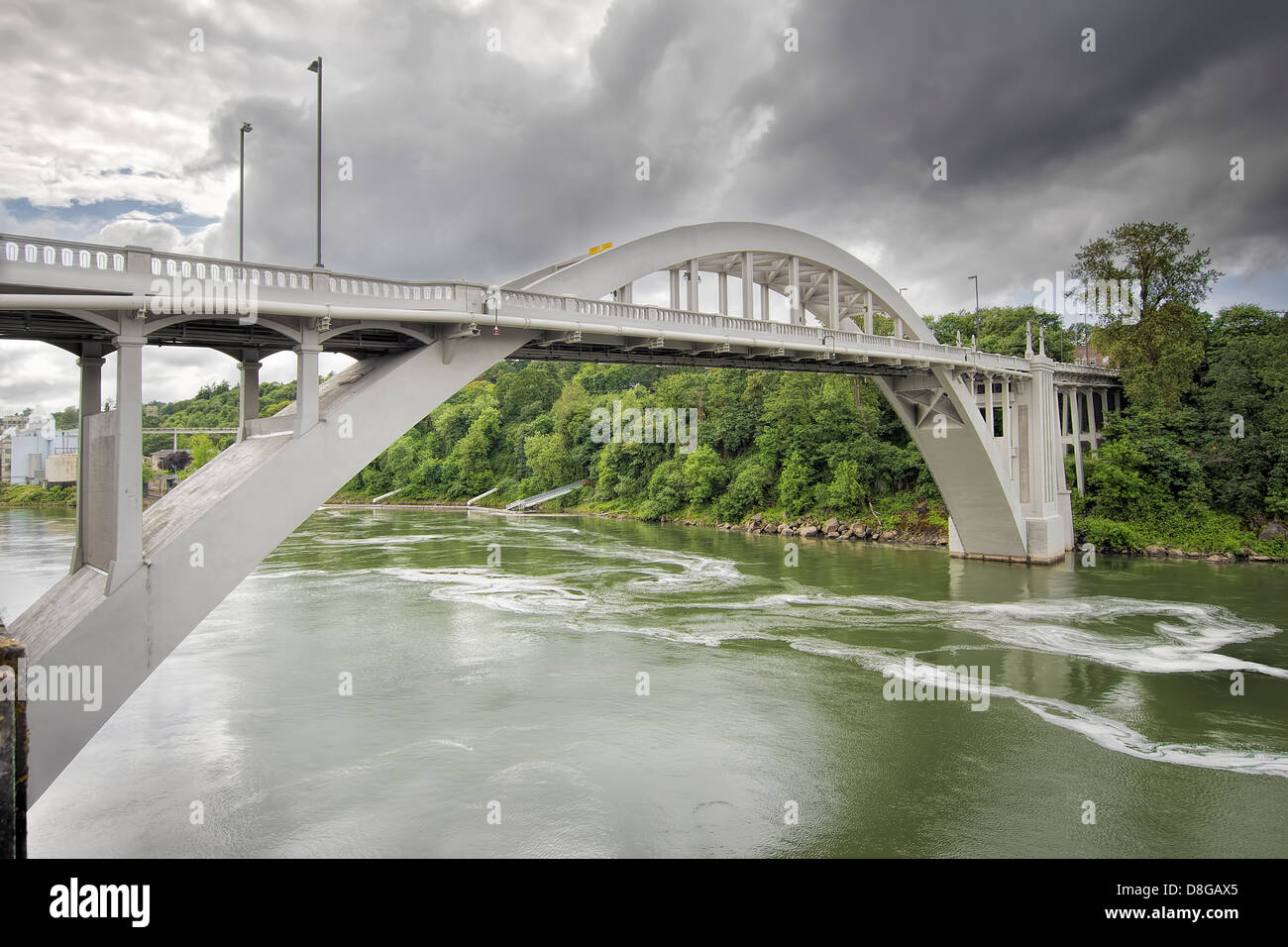 Oregon City Arch Bridge Over Willamette River Connecting West Linn and ...