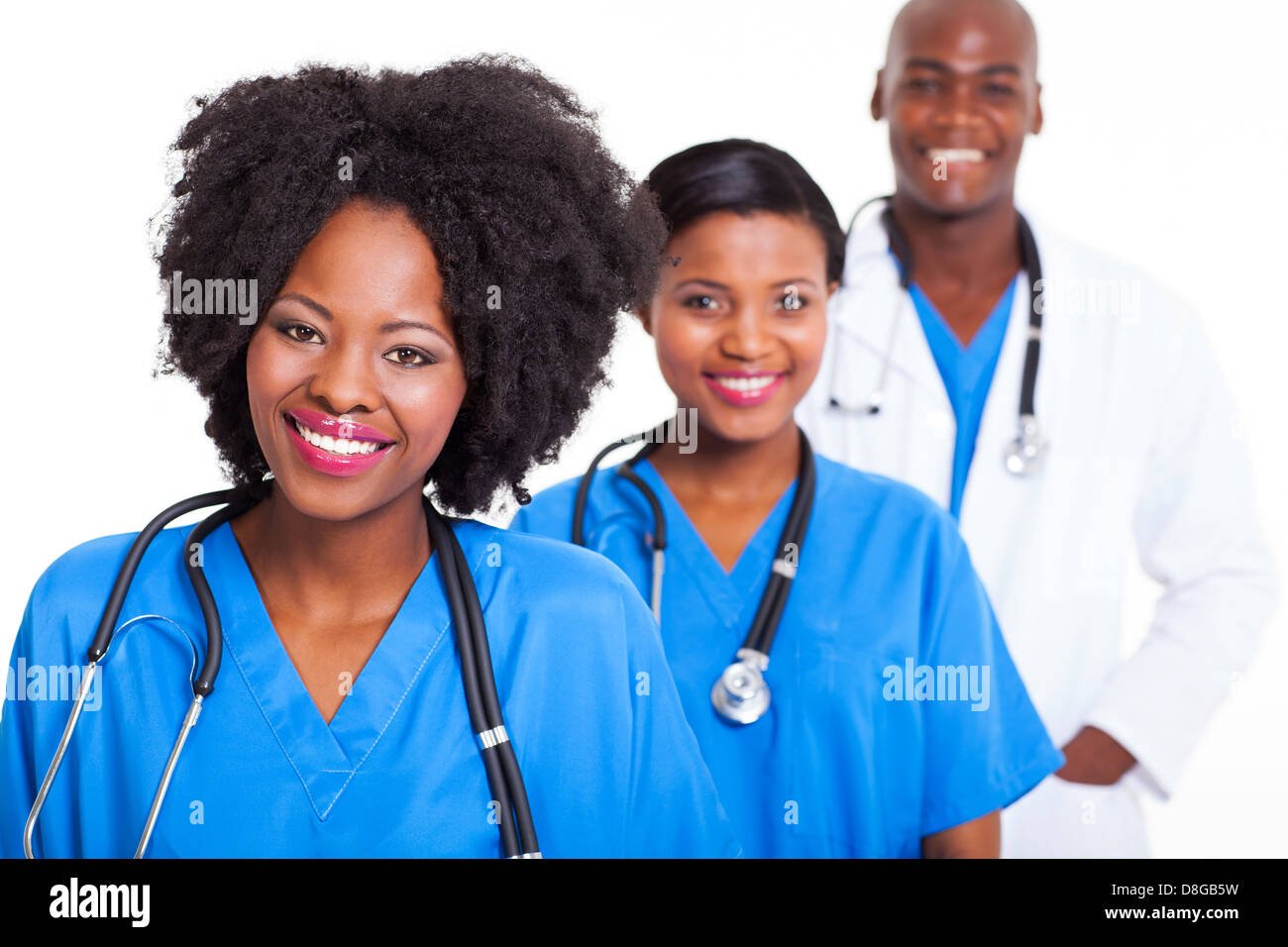 group of young black healthcare workers on white background Stock Photo ...