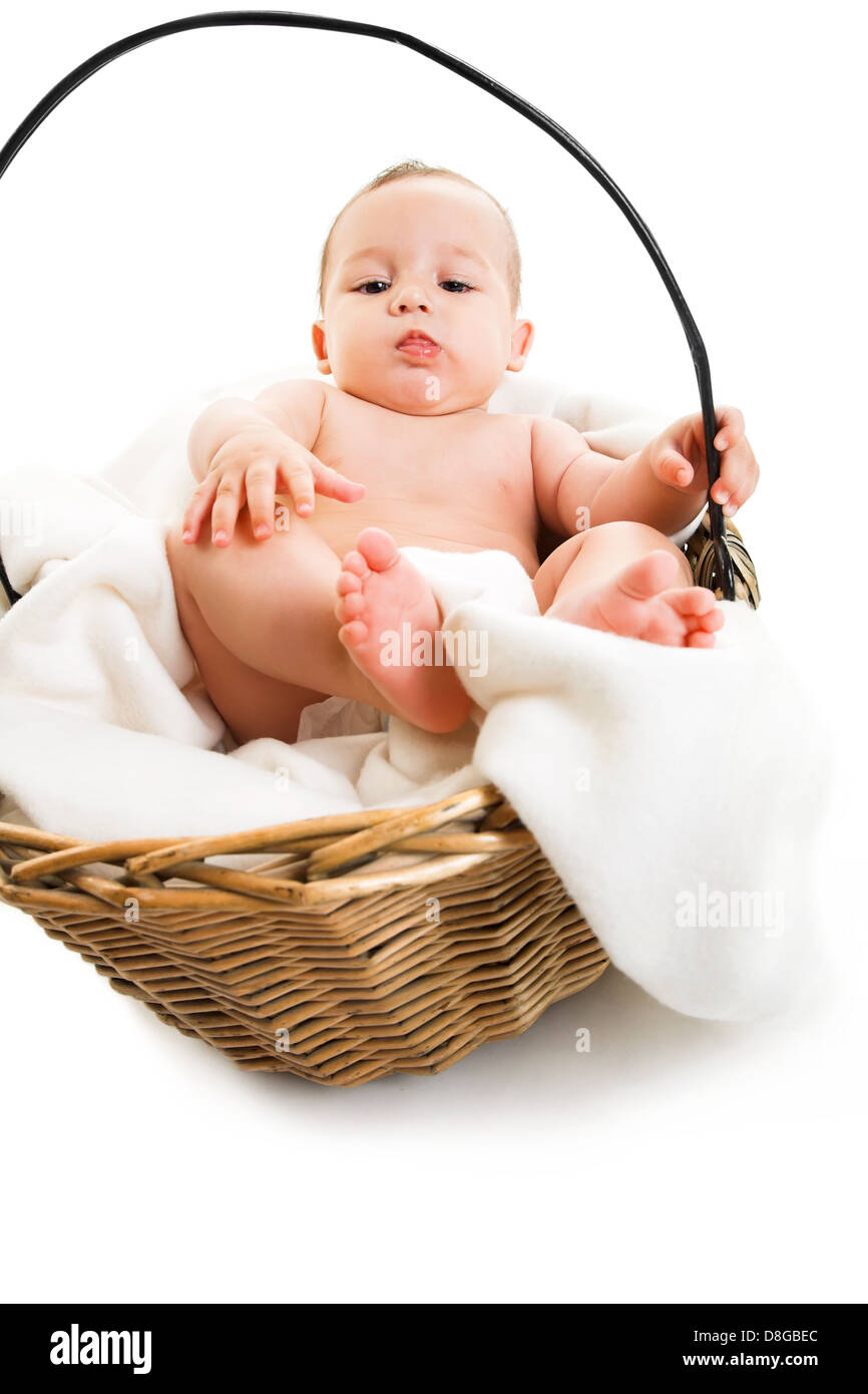 boy in basket Stock Photo - Alamy