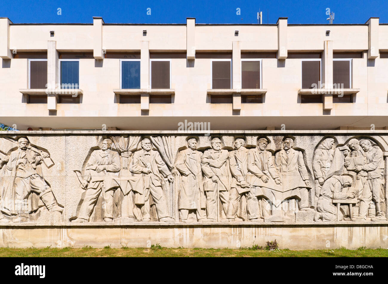 Communist style building with wall and mural, Plovdiv, Bulgaria Stock ...