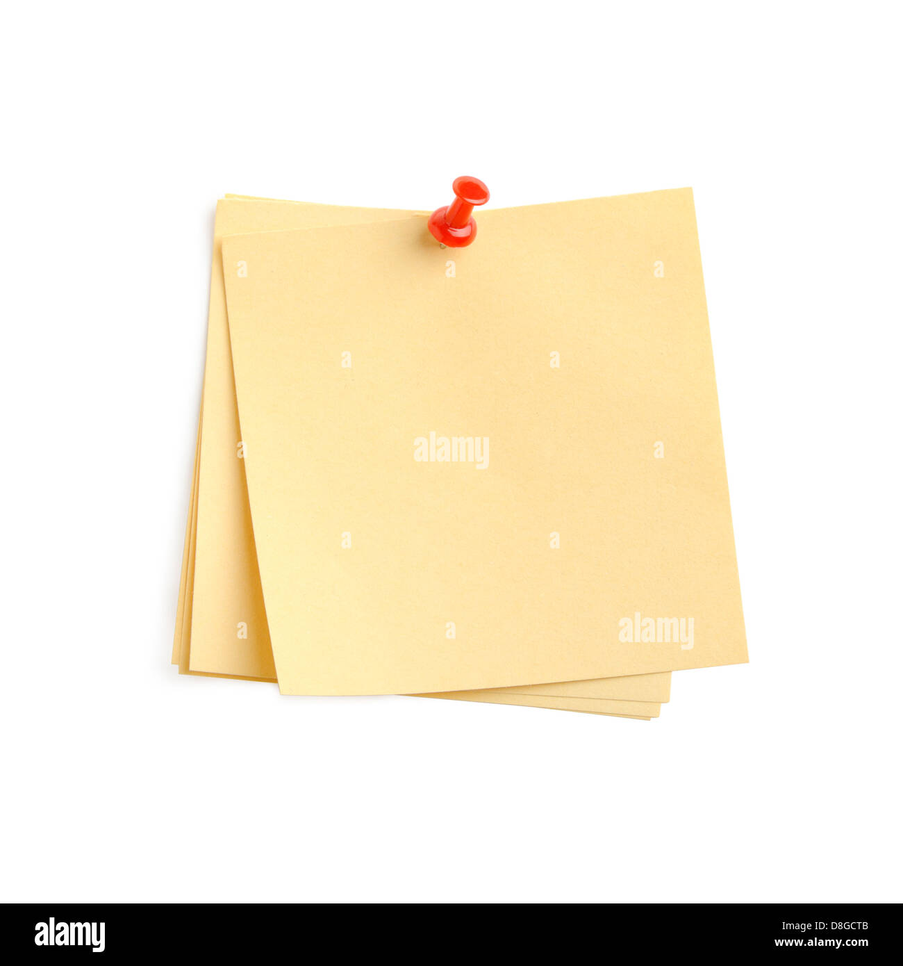 yellow paper note with red pin Stock Photo - Alamy