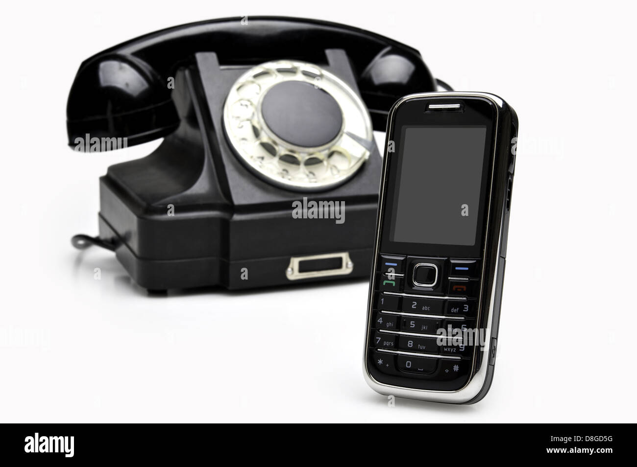 Modern and vintage telephones Stock Photo - Alamy