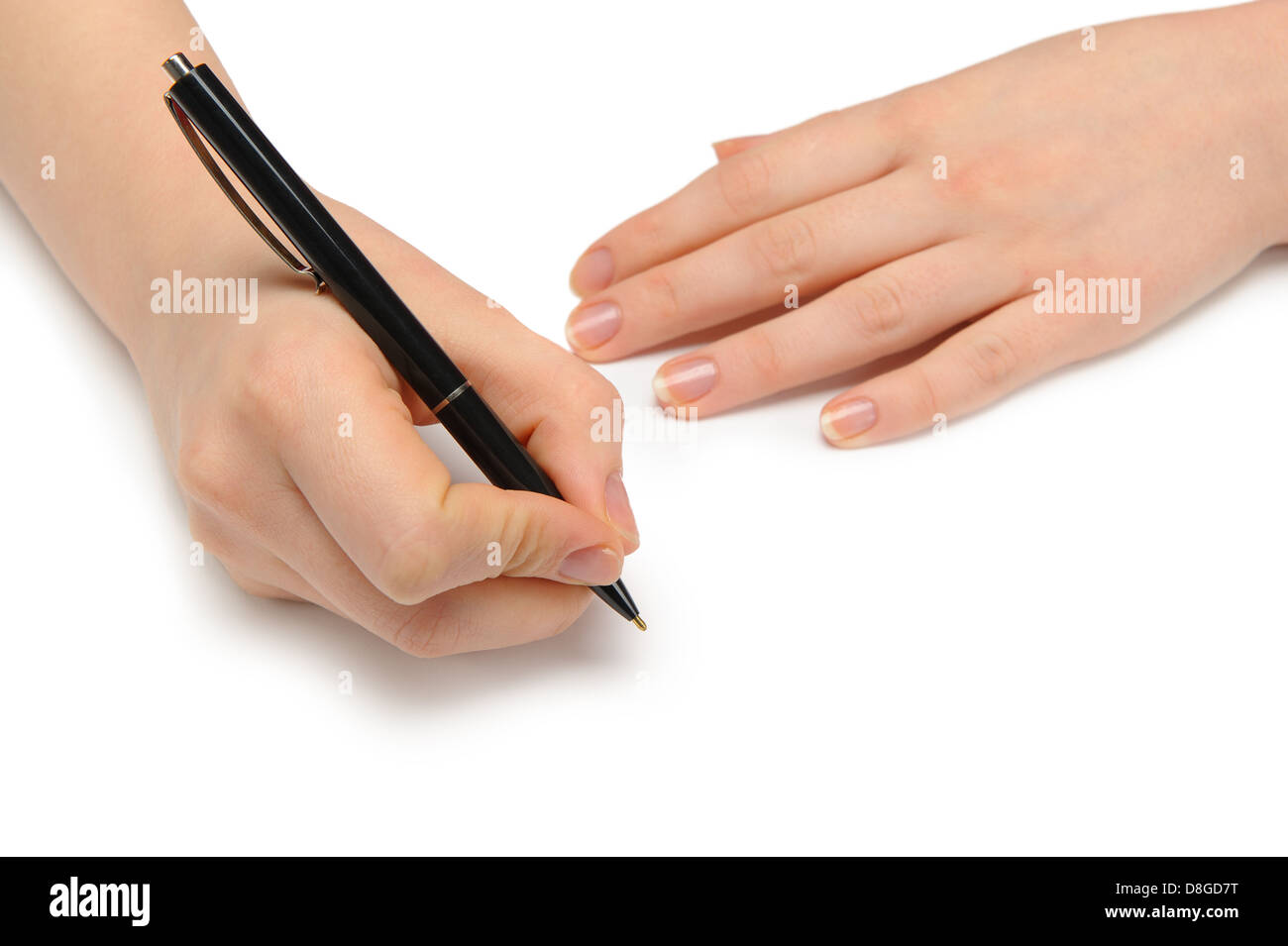Hand with pen Stock Photo - Alamy