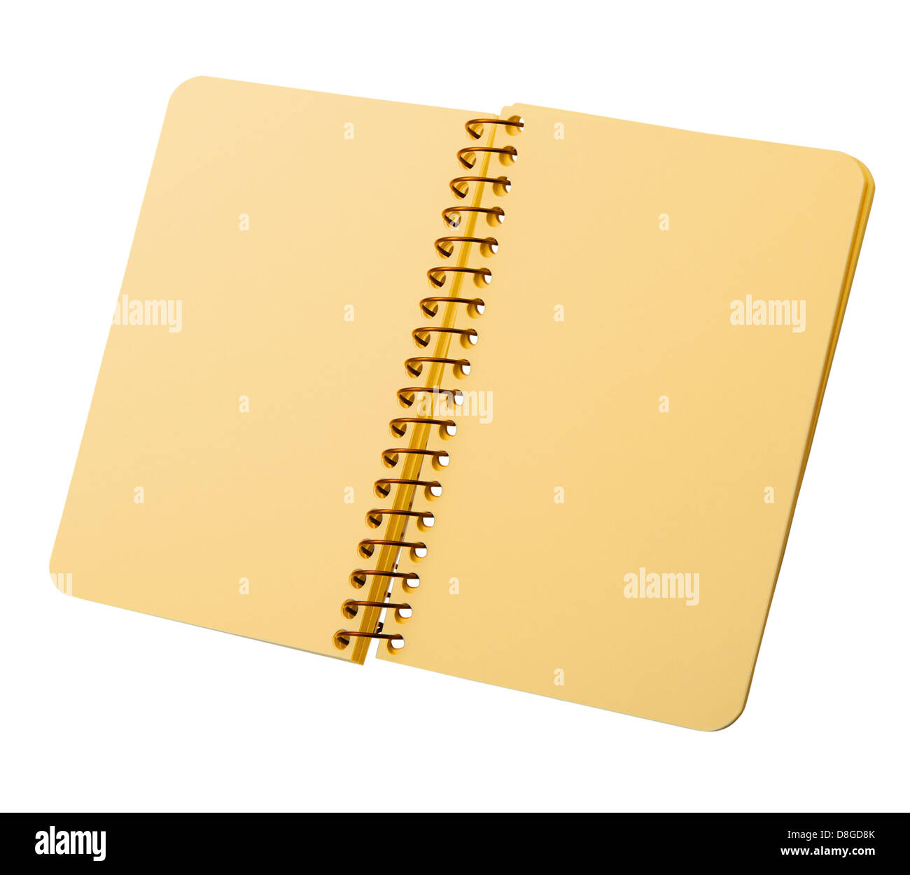 Notebook with yellow pages on a spiral Stock Photo - Alamy