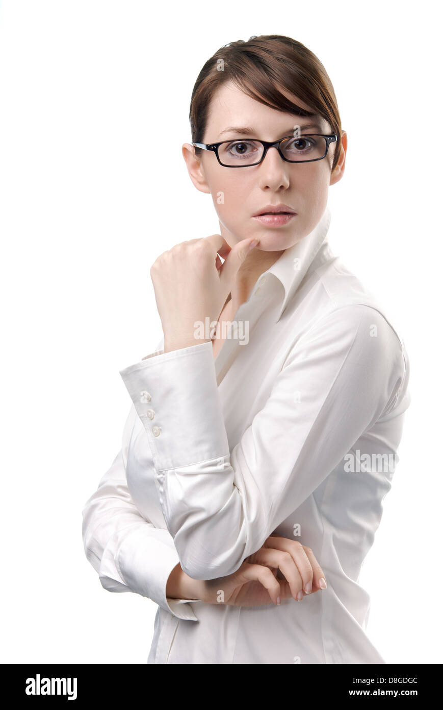 Beautiful Business Woman with Eyeglasses Stock Photo - Alamy
