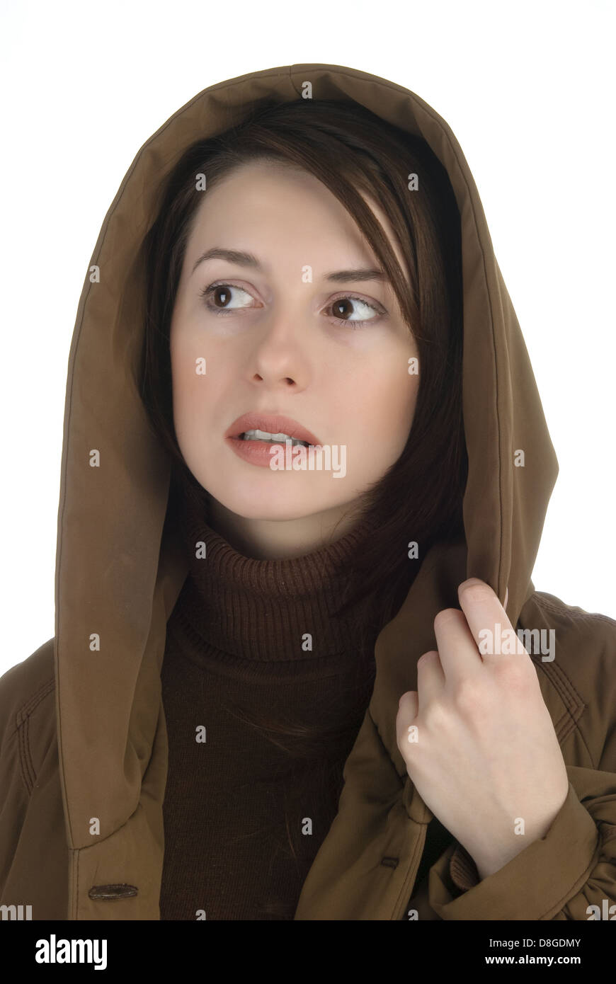 Young woman in hood Stock Photo - Alamy